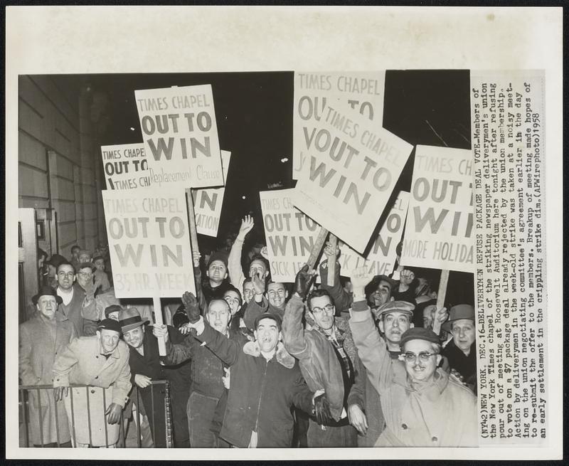 Deliverymen Refuse Package Deal Vote-Members of the New York Times ...