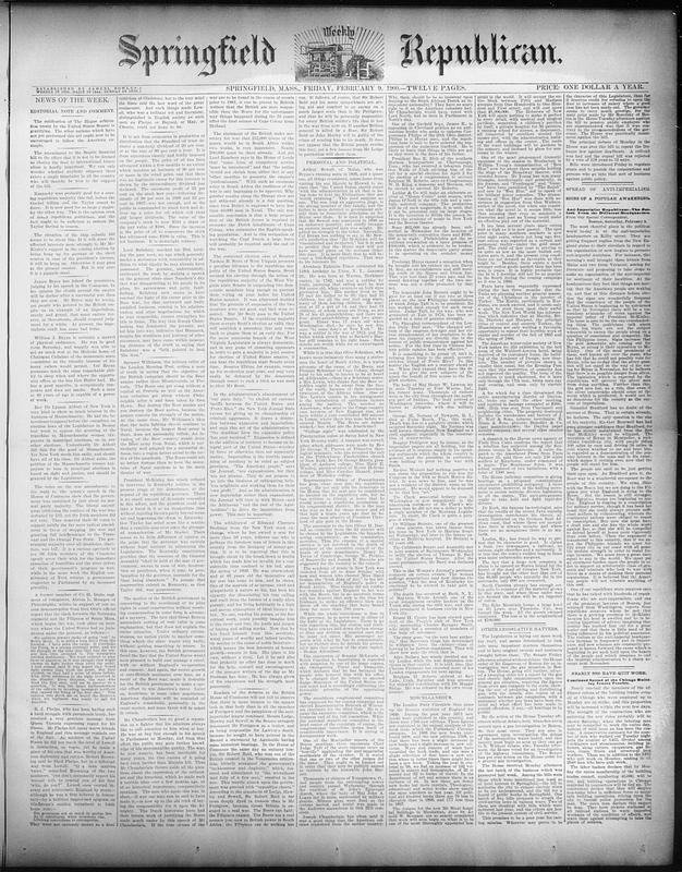 Springfield Weekly Republican. February 09, 1900 - Digital Commonwealth