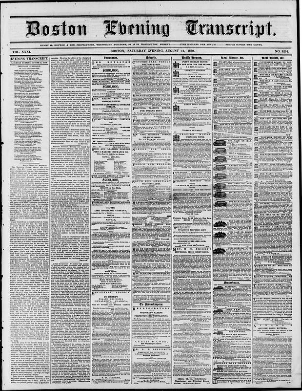 Boston Evening Transcript. August 11, 1860 - Digital Commonwealth