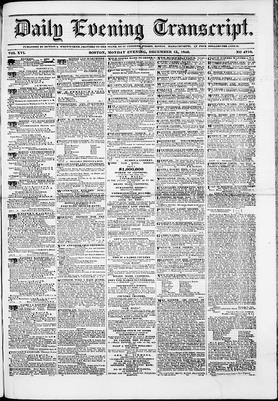 Daily Evening Transcript. December 15, 1845 - Digital Commonwealth