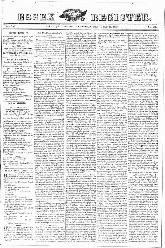 Essex Register. December 30, 1818 - Digital Commonwealth