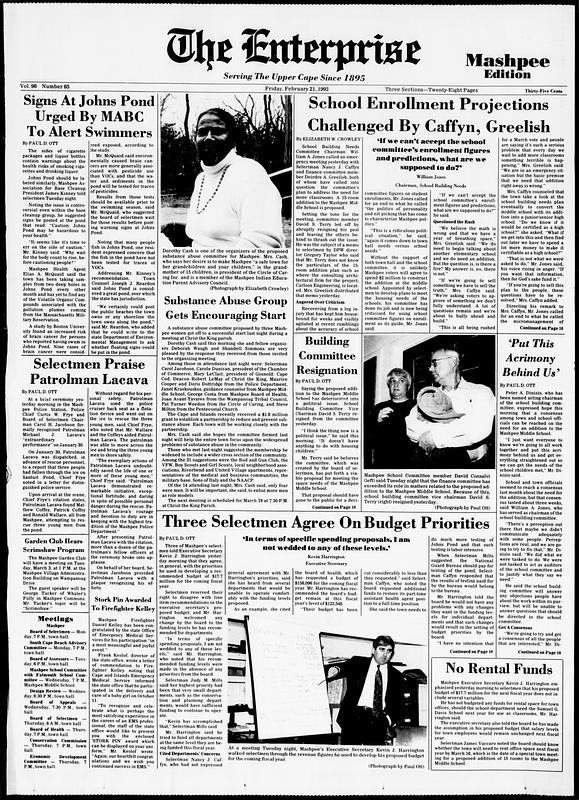 The Mashpee Enterprise. February 21, 1992 - Digital Commonwealth
