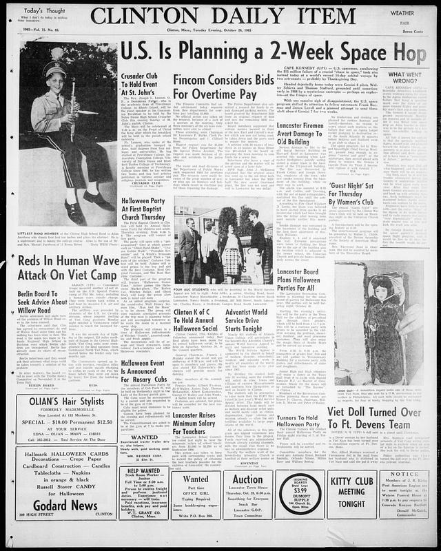 Clinton Daily Item. October 26, 1965 - Digital Commonwealth
