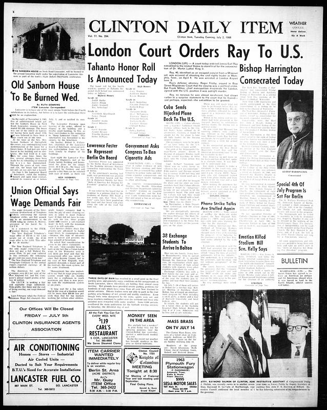Clinton Daily Item. July 02, 1968 - Digital Commonwealth