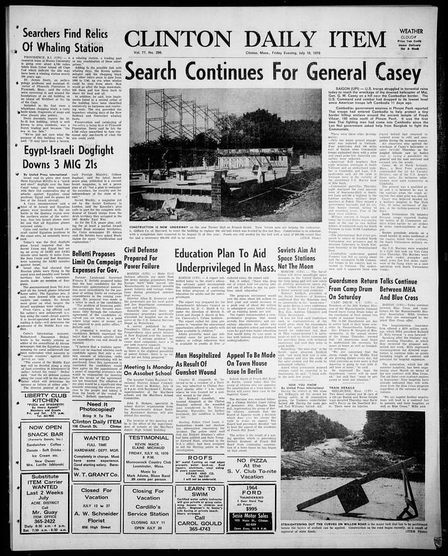 Clinton Daily Item. July 10, 1970 - Digital Commonwealth