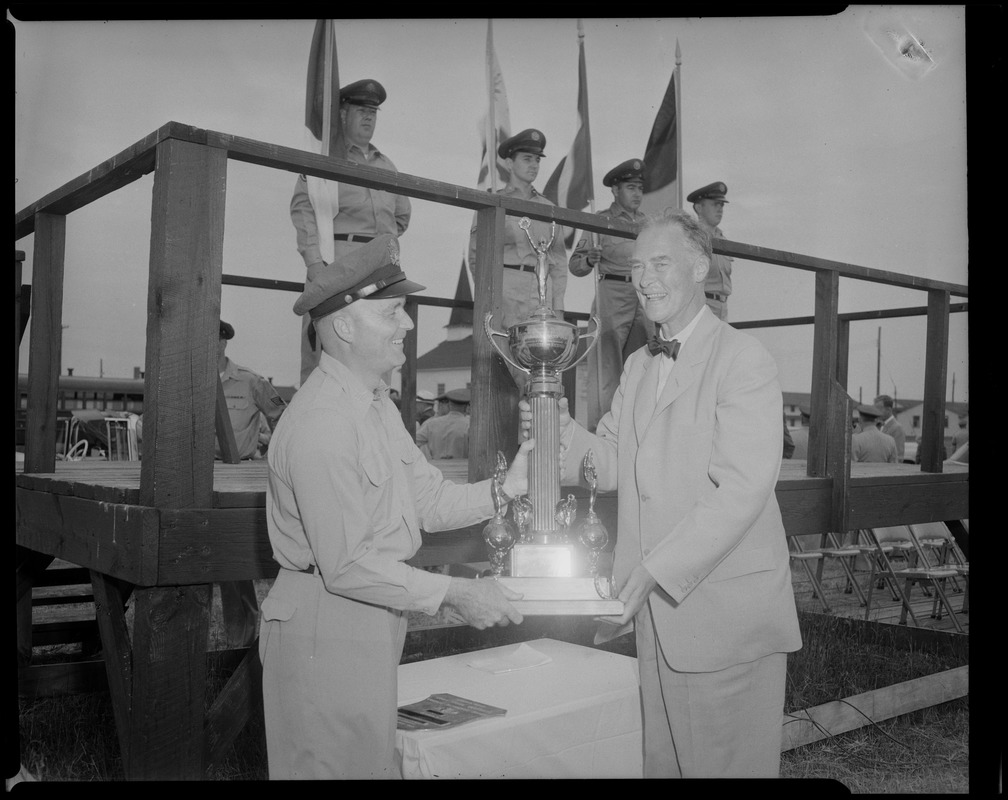Gov. Herter presents the Gen. Louis E. Boswell combat regimental trophy ...