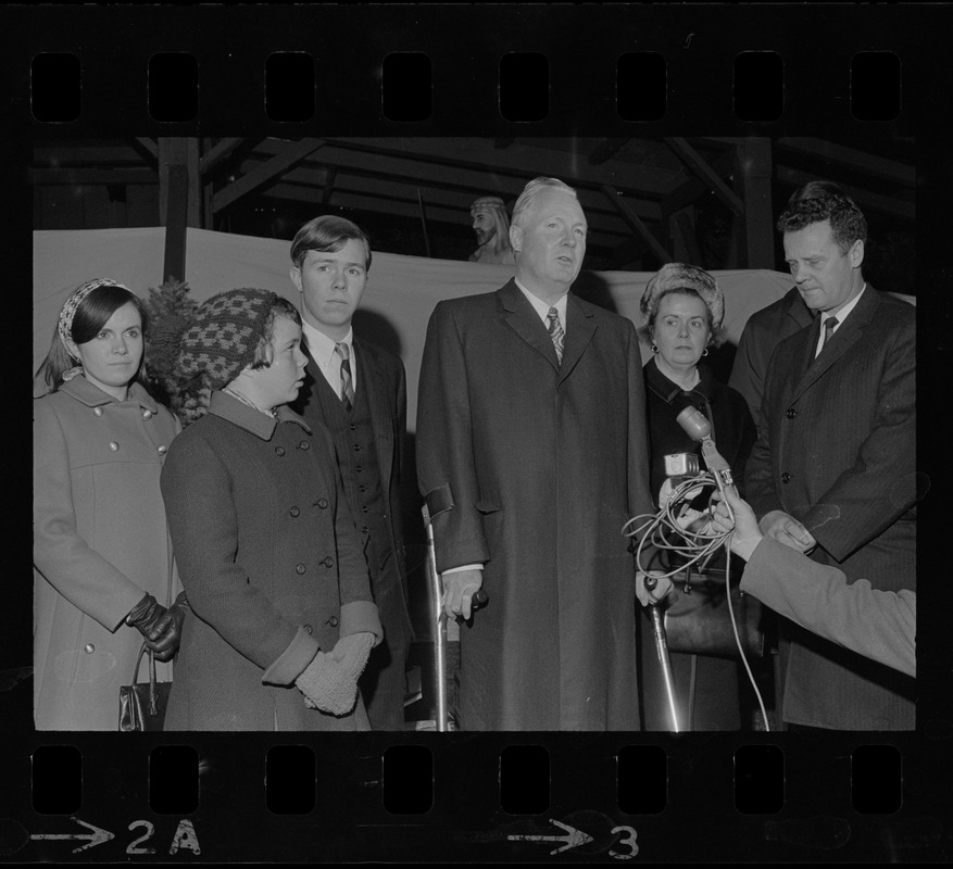 Boston Mayor John Collins speaking at Boston Common Christmas lighting ...