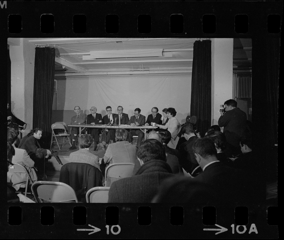 Mitchell Goodman, Benjamin Spock, Michael Ferber, unidentified man ...