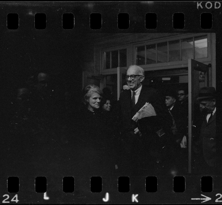 Jane Spock and Dr. Benjamin Spock at the Federal Building in Boston for ...