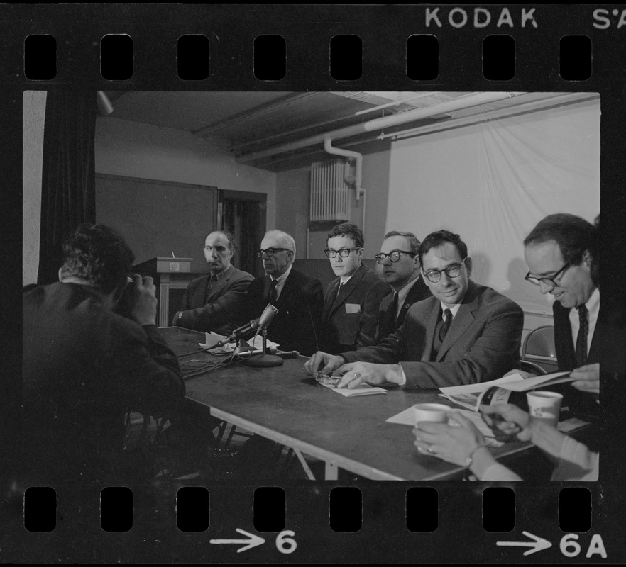 Mitchell Goodman, Benjamin Spock, Michael Ferber, unidentified man ...