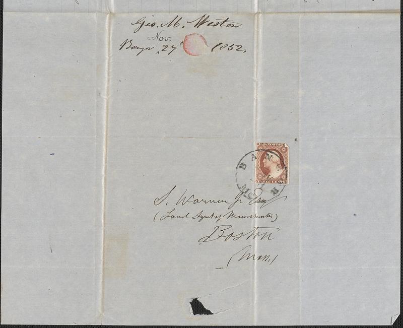 George M. Weston to Samuel Warner, 27 November 1852 - Digital Commonwealth