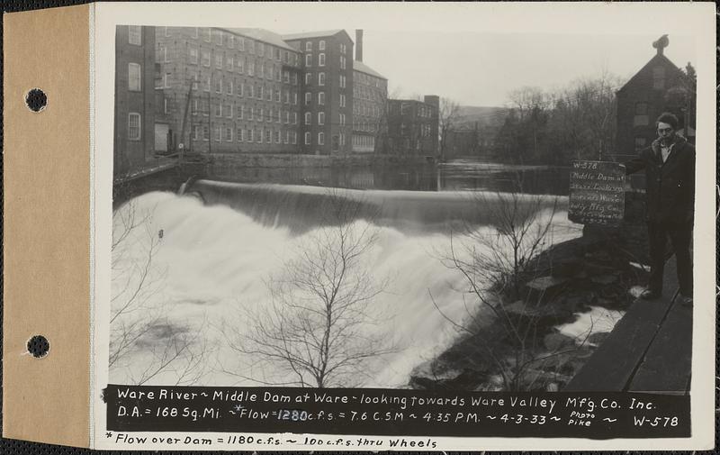 Ware River, middle dam at Ware, looking towards Ware Valley ...