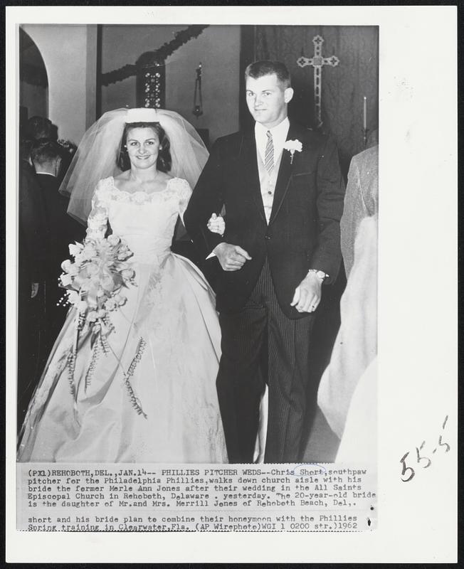 Phillies Pitcher Weds--Chris Short, southpaw pitcher for the ...