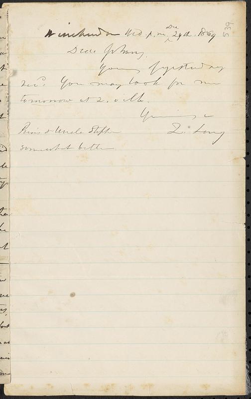 Letter from Zadoc Long to John D. Long, December 29, 1869 - Digital ...