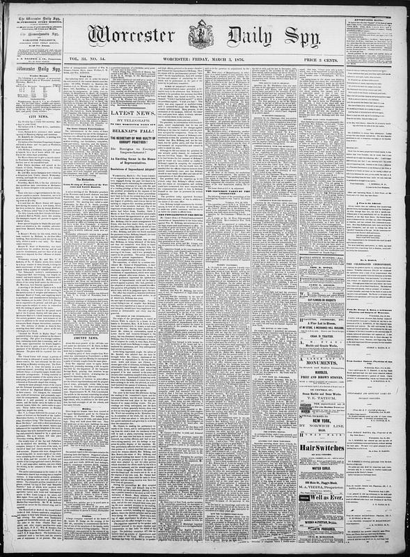 Worcester Daily Spy. March 03, 1876 - Digital Commonwealth