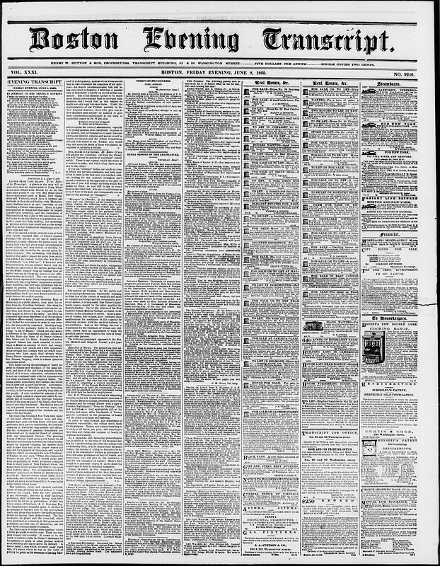 Boston Evening Transcript. June 08, 1860 - Digital Commonwealth