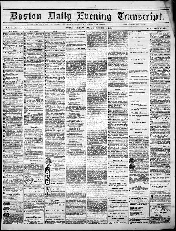 Boston Daily Evening Transcript. October 04, 1866 - Digital Commonwealth