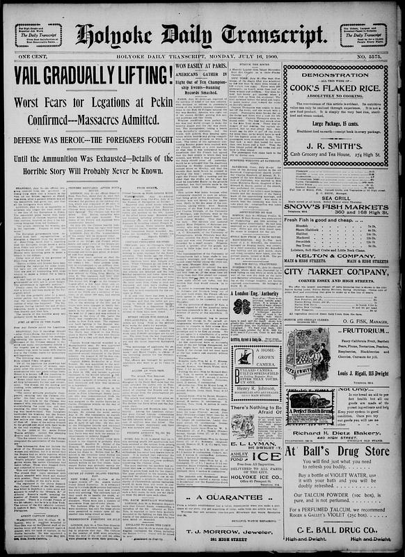 The Holyoke Daily Transcript. July 16, 1900 - Digital Commonwealth