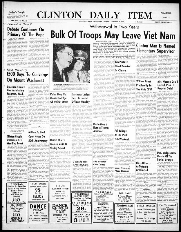 Clinton Daily Item. October 03, 1963 - Digital Commonwealth
