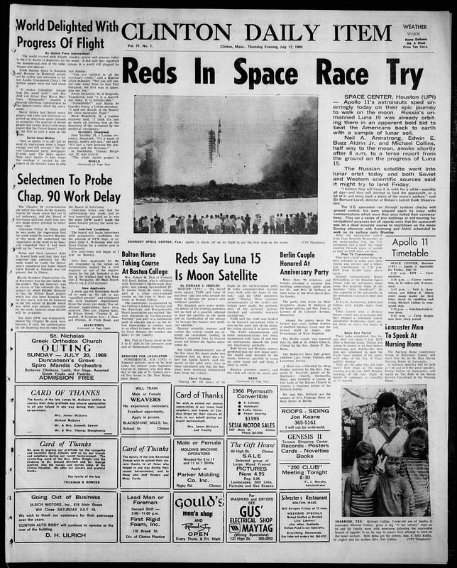 Clinton Daily Item. July 17, 1969 - Digital Commonwealth