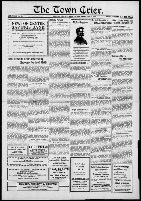 The Town Crier. February 12, 1926 - Digital Commonwealth