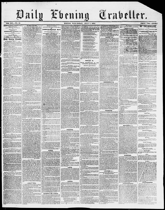 Daily Evening Traveller. July 07, 1858 - Digital Commonwealth