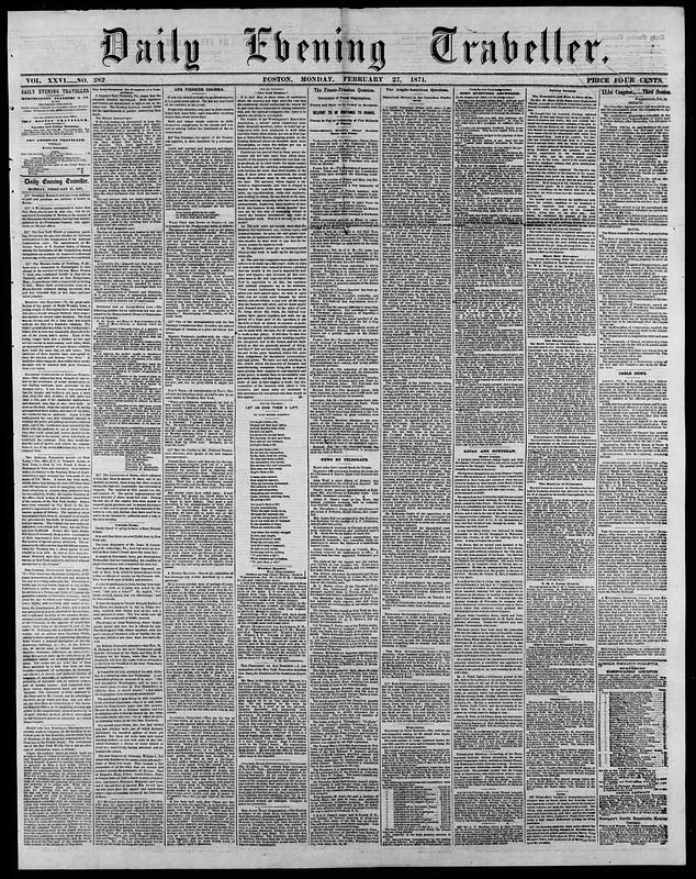 Daily Evening Traveller. February 27, 1871 - Digital Commonwealth