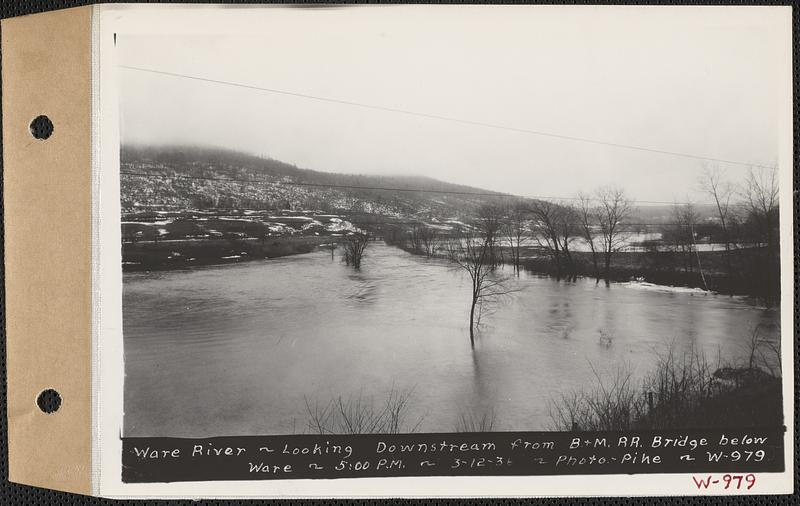 Ware River, looking downstream from the Boston & Maine Railroad bridge ...