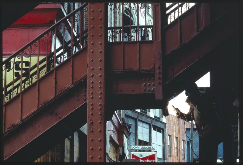 Exterior staircase, Dover Street Station, Orange Line - Digital ...