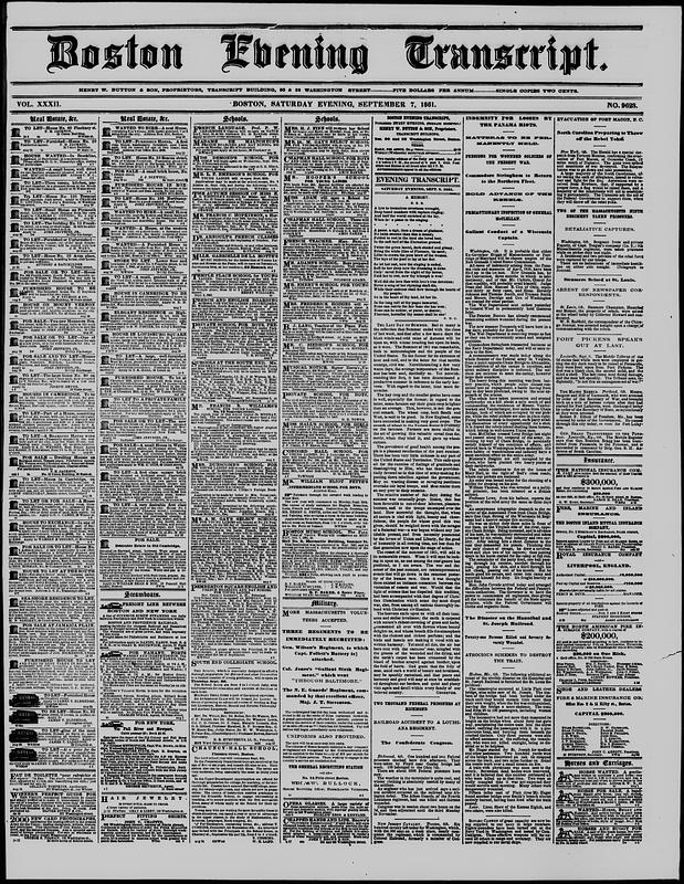 Boston Evening Transcript. September 07, 1861 - Digital Commonwealth