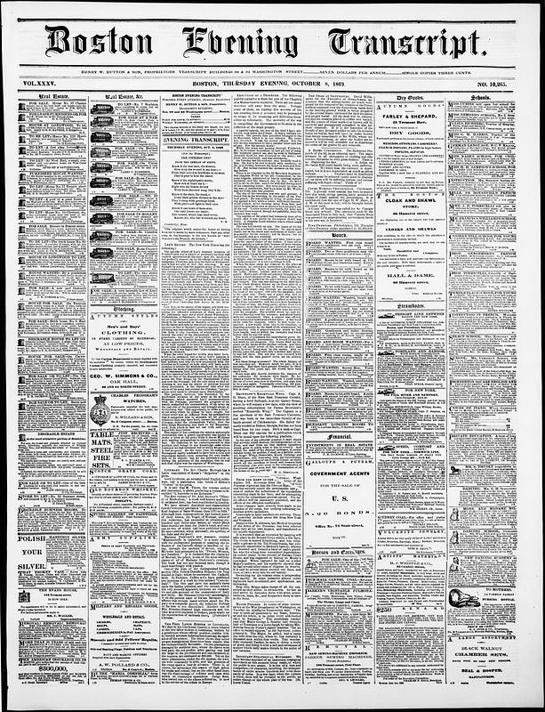 Boston Evening Transcript. October 08, 1863 - Digital Commonwealth