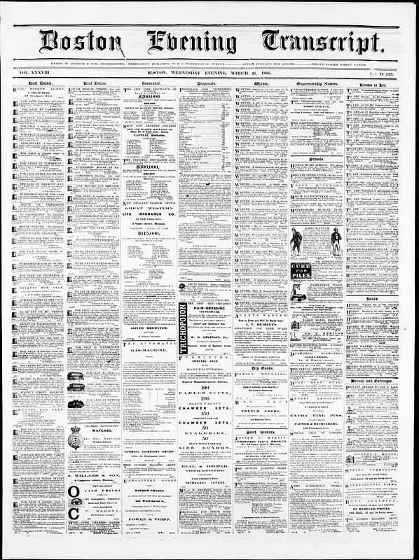 Boston Evening Transcript. March 28, 1866 - Digital Commonwealth