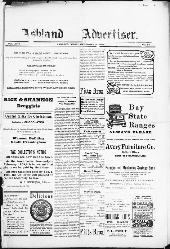 The Ashland Advertiser. December 18, 1908 - Digital Commonwealth