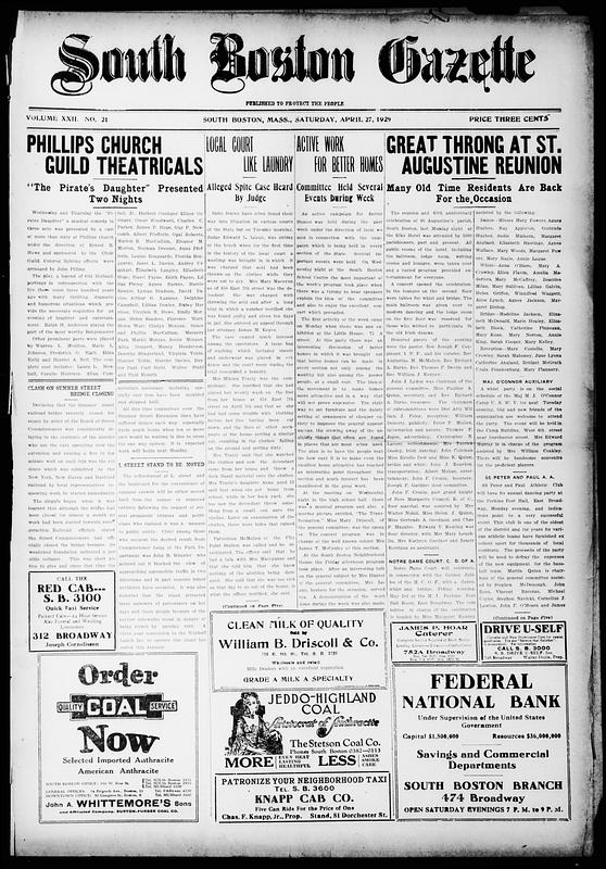 South Boston Gazette. April 27, 1929 - Digital Commonwealth