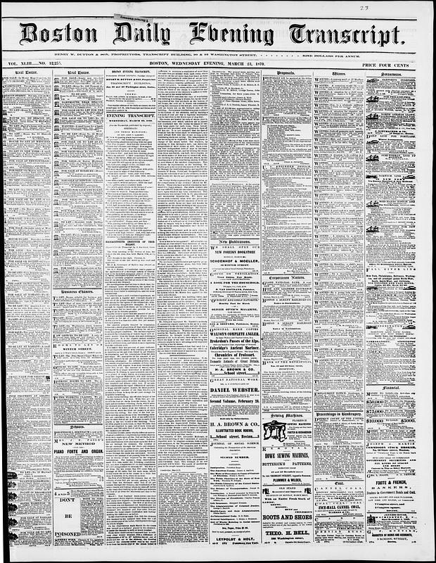 Boston Daily Evening Transcript. March 23, 1870 - Digital Commonwealth