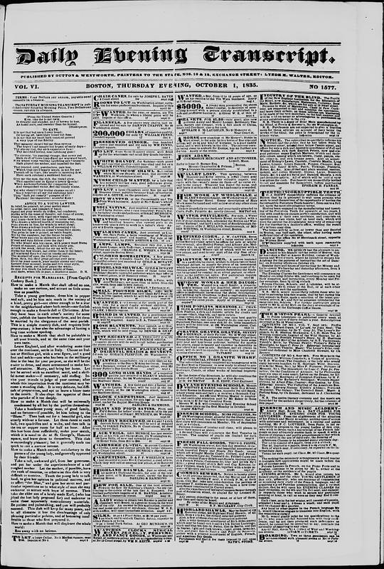 Daily Evening Transcript. October 01, 1835 - Digital Commonwealth