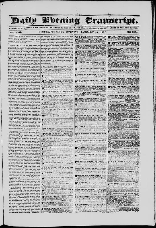 Daily Evening Transcript. January 24, 1837 - Digital Commonwealth
