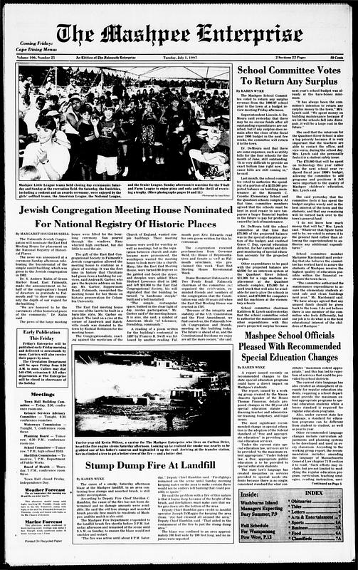 The Mashpee Enterprise. July 01, 1997 - Digital Commonwealth