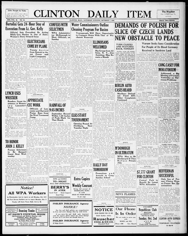 Clinton Daily Item. October 01, 1938 - Digital Commonwealth