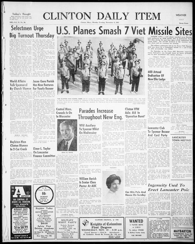 Clinton Daily Item. November 08, 1965 - Digital Commonwealth