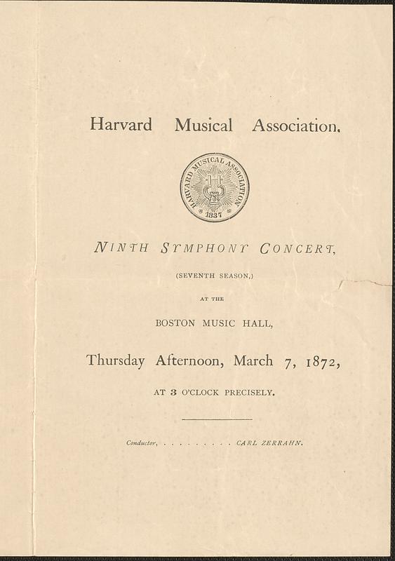Harvard Musical Association, ninth symphony concert, (seventh season ...