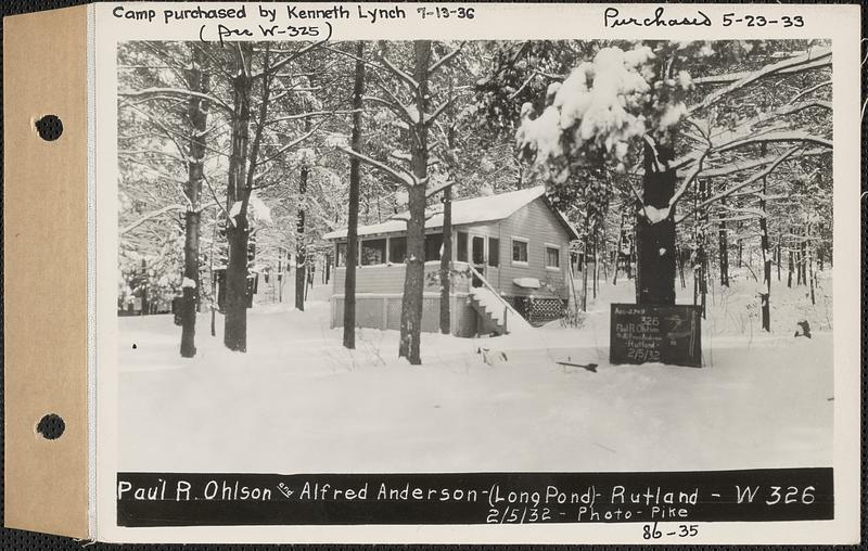 Paul R. Ohlson and Alfred Anderson, camp, Long Pond, Rutland, Mass ...