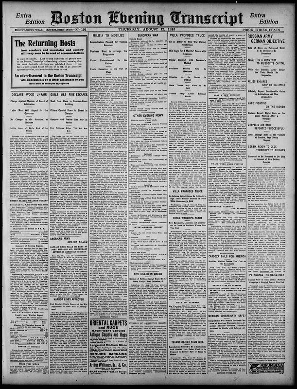 Boston Evening Transcript. August 12, 1915 - Digital Commonwealth