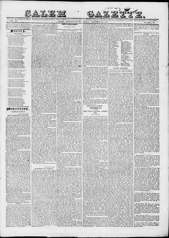 The Salem Gazette. October 29, 1841 - Digital Commonwealth