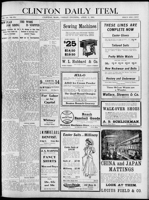 Clinton Daily Item. April 03, 1908 - Digital Commonwealth
