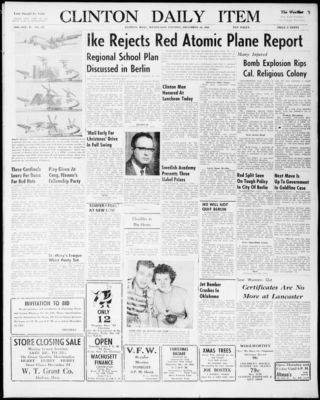Clinton Daily Item. December 10, 1958 - Digital Commonwealth