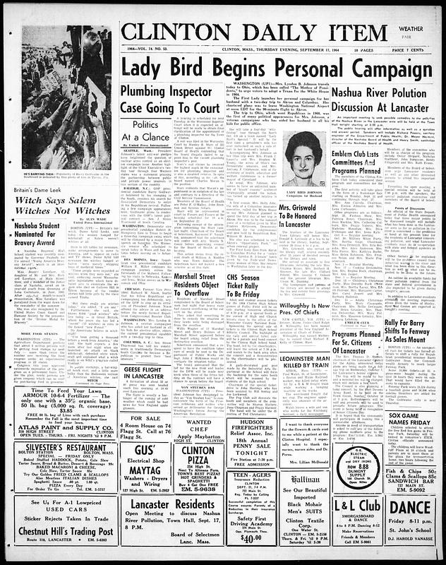 Clinton Daily Item. September 17, 1964 - Digital Commonwealth