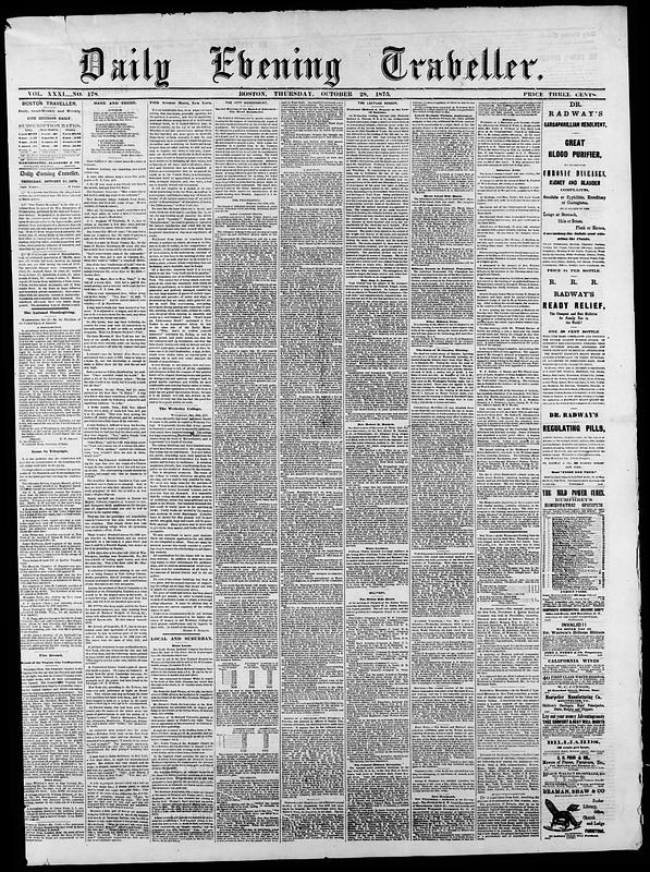 Daily Evening Traveller. October 28, 1875 - Digital Commonwealth