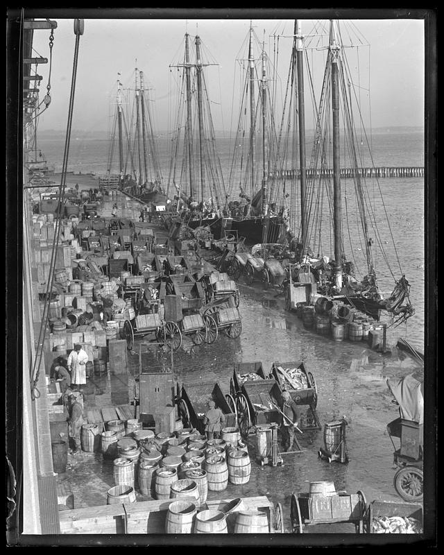 Waterfront fish pier - push-pull cart - Digital Commonwealth