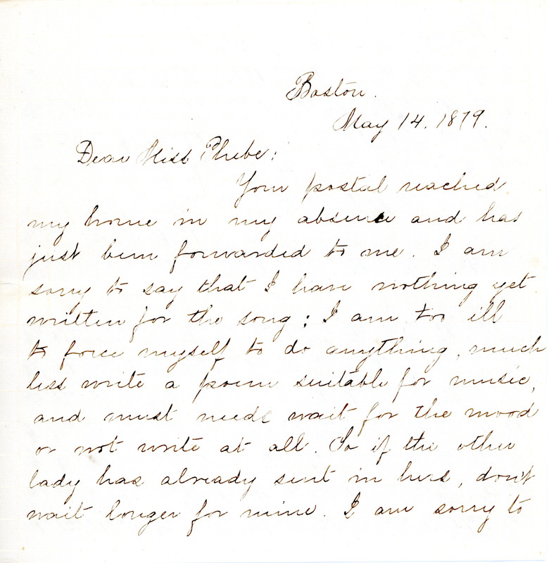 Letter to Ms. Phebe McKeen from Emily P. Hidden, May 14, 1879 - Digital ...